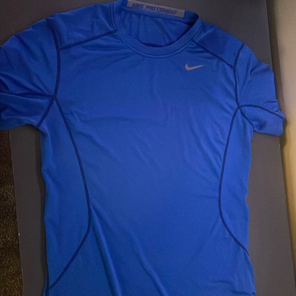 Nike | Shirts | Nike Pro Combat Compression Shirt Blue | Poshmark